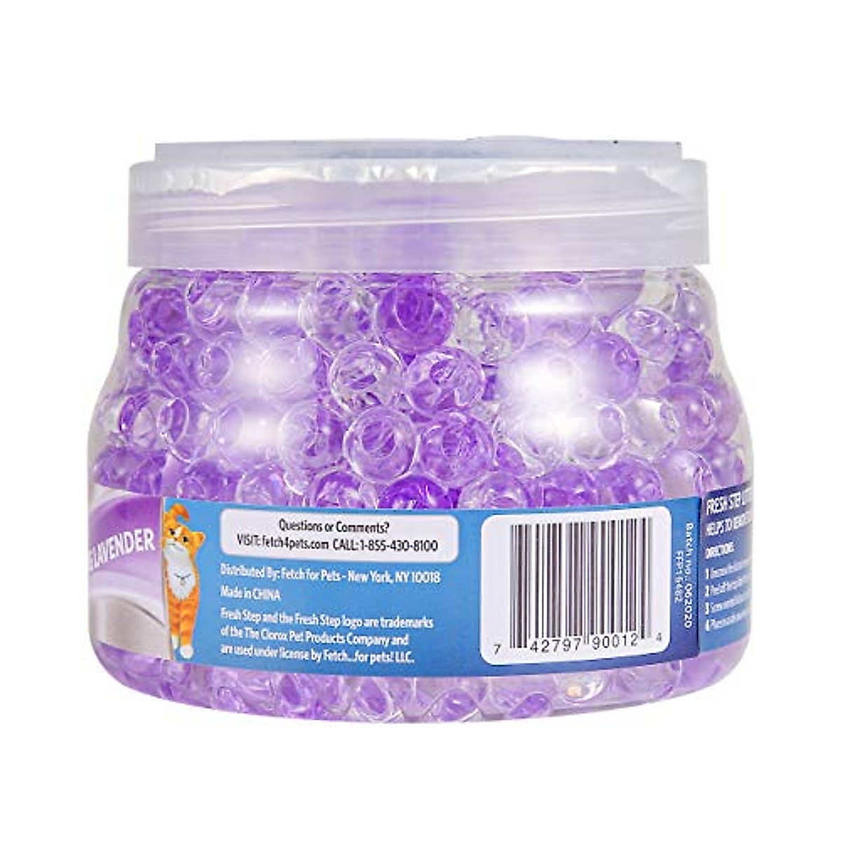 Fresh Step Litter Box Deodorizing Gel Beads in Soothing Lavender Scent | Deodorizing Gel Beads Air Freshener for Pet Smells from Litter Box | 12 oz Pet Odor Eliminating Gel Beads to Freshen Air