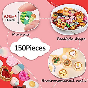 150 Pieces Miniature Food Drink Bottles Soda Pop Cans Pretend Play Kitchen Game Party Accessories Toy Hamburger Cake Ice Cream Tableware for 1/12 Doll House
