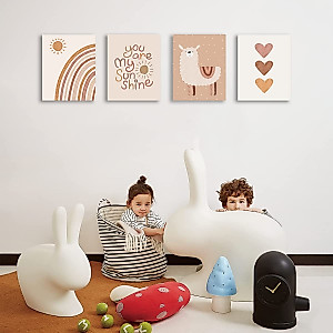 Quzenu Boho Nursery Decor Rainbow You Are My Sunshine Boho Decor Canvas Prints Framed for Baby Girl Room Decor Boho Wall Art for Girl Nursery Wall Decor