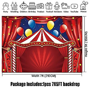 Carnival Theme Red Circus Tent Backdrop Big Top Circus Carnival Themed Birthday Party Photo Background Newborn Baby Shower Photography Photo Booths Banner Decorations Supplies 7x5ft