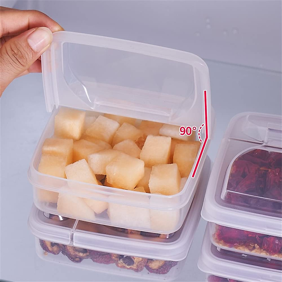 Elvaesther Cheese Container for Refrigerator, 2pcs Food Storage Cheese Box, Flip-top Butter Block Cheese Slice Storage Box, Fruit Vegetable Fresh-Keeping Organizer Containers with Lid Transparent