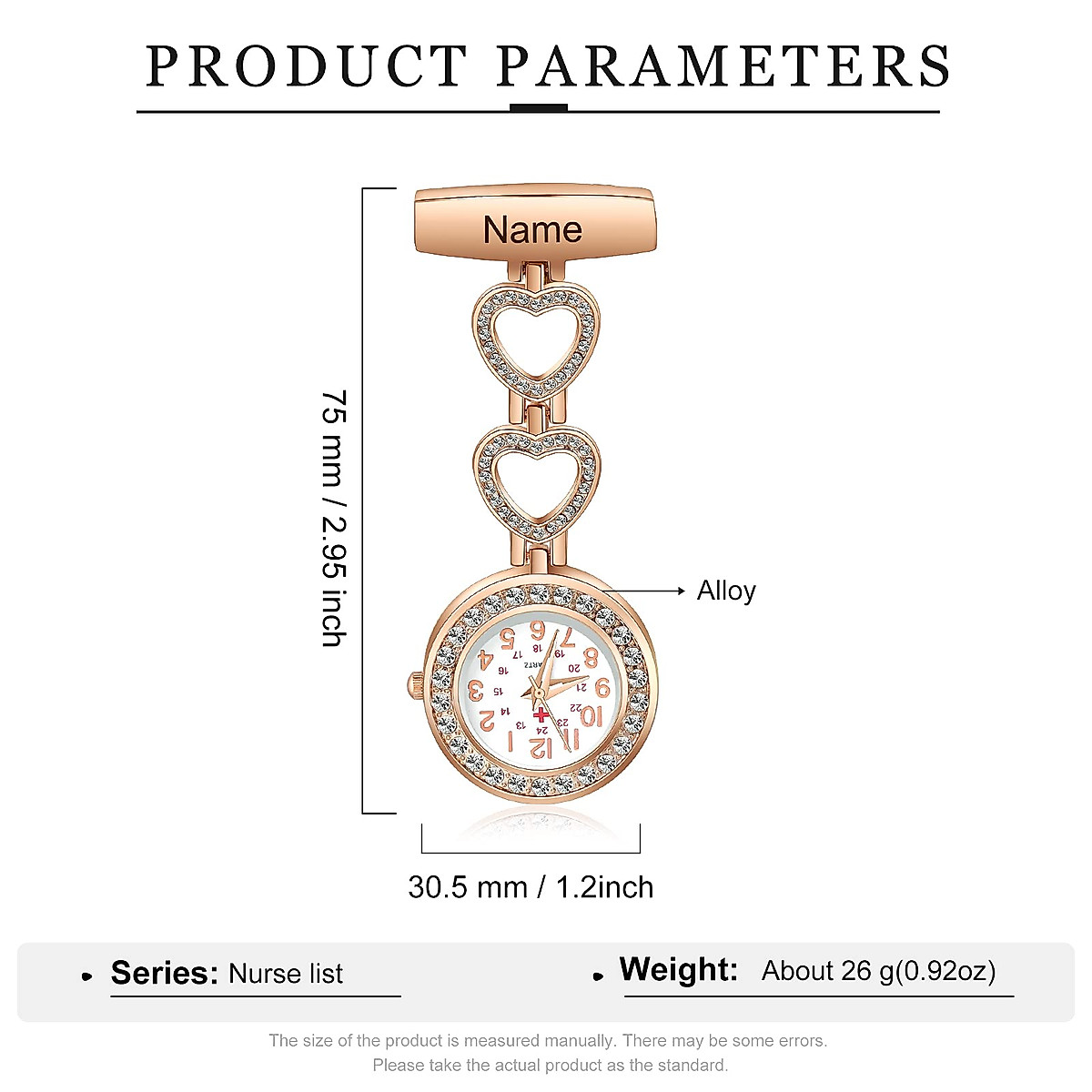 Nurse Watches for Nurses Doctors, Custom Nurse Watches Hanging Engraved Name Lapel Pin Watch on Nursing Watch, Personalized Nurses Pocket Watches for Graduation Birthday Valentine's Day Mothers Day (Rose gold 2)