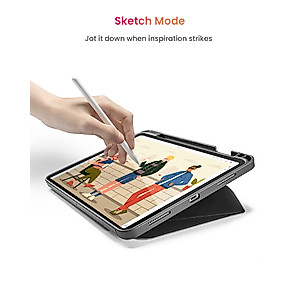 tomtoc Vertical Case for 2024 11 Inch iPad Air M2, 10.9 Inch iPad Air 5th/4th Gen, Protective iPad Case with iPad Pencil Holder, Magnetic Kickstand for 3 Use Modes