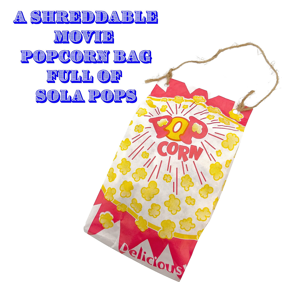 Mandarin Bird Toys by M&M 5112 Sola Popcorn Shredder - Handmade Super Shreddy Bird Toy, Food Grade Popcorn Bag, Natural Sola Wood Pops, Easy to Shred and Forage, Great for Small to Med Size Pet Birds