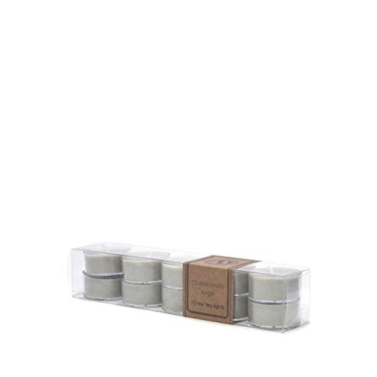 Eco Candle Co. Tea Light Candles, Chamomile Sage, 10-Pack - Scents of Sage & Chamomile - Recyclable, 100% Soy Wax, No Lead, Hand Poured, Phthalate Free, Made from Midwest Grown Soybeans.6 oz. Each