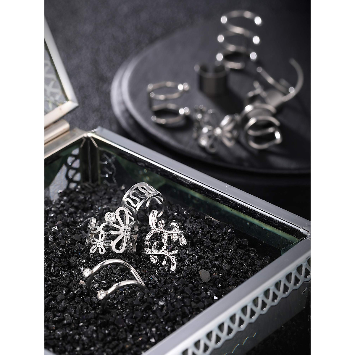 Blulu 8 Pairs Ear Cuffs Earrings Cuff Non Piercing Stainless Steel Clip on Cartilage Earrings for Men Women, 8 Various Styles