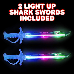 ArtCreativity Light Up Shark Sword for Kids (Set of 2) - 15 Inch Light Up Boy Toys with Flashing LED Lights, Toys for Boys 4-6 - Fun Play Swords Gifts for Kids - Elevate Your Kids Halloween Costume
