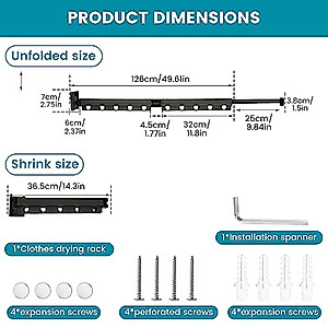 AEVXKHI Retractable Clothes Drying Rack Wall Mounted Clothes Hanger Rack Space Saver Wall Laundry Drying Rack Rustproof Collapsible Clothes Rack for Balcony Patio (2-fold)