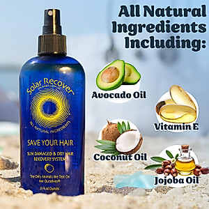 Solar Recover All Natural Hair Conditioner for Sun Damaged Hair - Leave-In Spray (8 oz) - Hydrating Detangler for Dry, Damaged Hair