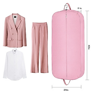 Limoomil Heavy Duty Waterproof Garment Bag for Travel, Tear Resistance Suit Bag for Women Travel for Suits, Tuxedos, Coats, Uniform. Pink, 42 inch…