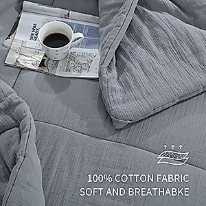 HOMBYS Oversized Muslin Blanket 10x10 Feet, 100% Cotton Extra Large Soft Throw Blankets for Couch Bed, 120x120 in All Season Soft Lightweight Pre-Washed Blanket,Grey