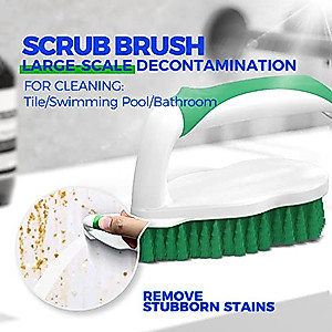 Holikme 7 Pack Deep Cleaning Brush Set,Clean Brush，Scrub Brush&Grout and Corner Brush&Scrub Pads with Scraper Tip&Scouring Pads，for Bathroom,Floor, Tub, Shower, Bathroom and Kitchen Surface（Green）