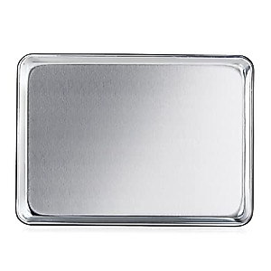 New Star Foodservice 537232 Commercial-Grade 18-Gauge Aluminum Sheet Pan/Bun Pan, 13" L x 18" W x 1" H (Half Size) | Measure Oven (Recommended)