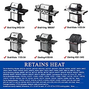 GGC 15 Inch Grill Grates Replacement for Broil King 9453-54, 9453-57, 9453-64, 9865-54, 9453-67, Broil-Mate, Silver Chef, Sterling Gas Grill, 2 PCS Cast Iron Cooking Grid Grates (15" x 12 3/4" Each)