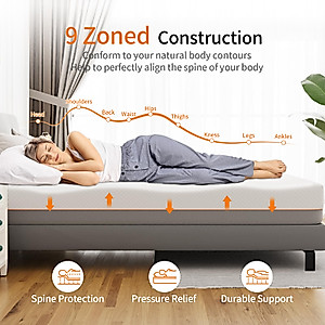 wowttrelax Full Memory Foam Mattress 10 inch, 54''x75'', 2 Layer for More Supportive and Pressure Relief, Medium Firm Mattress, Soft Removable Cover Mattress Grey White