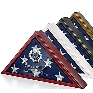 SmartChoice Personalized Flag Case for American Veteran Flag 9.5 X 5 Feet Flag Display Case for Burial Flag Wall Mounted Flag Box Display Case for Burial Flag to Display Folded Flag Glass Front.