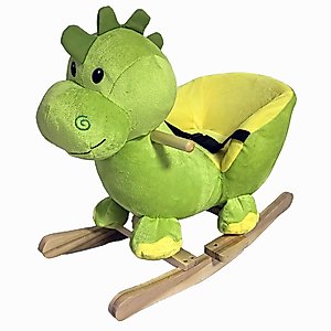 Ponyland: Music Rocking Chair - Dinosaur - Animal Wooden Ride-On Rocker, Handlebars, Music Button, Comes Assembled, Kids & Toddlers Ages 18mo+