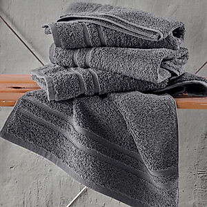 Hammam Linen Cool Grey 4-Pack Hand Towels - 16 x 29 Turkish Cotton Premium Quality Soft & Absorbent Small Bathroom Towels