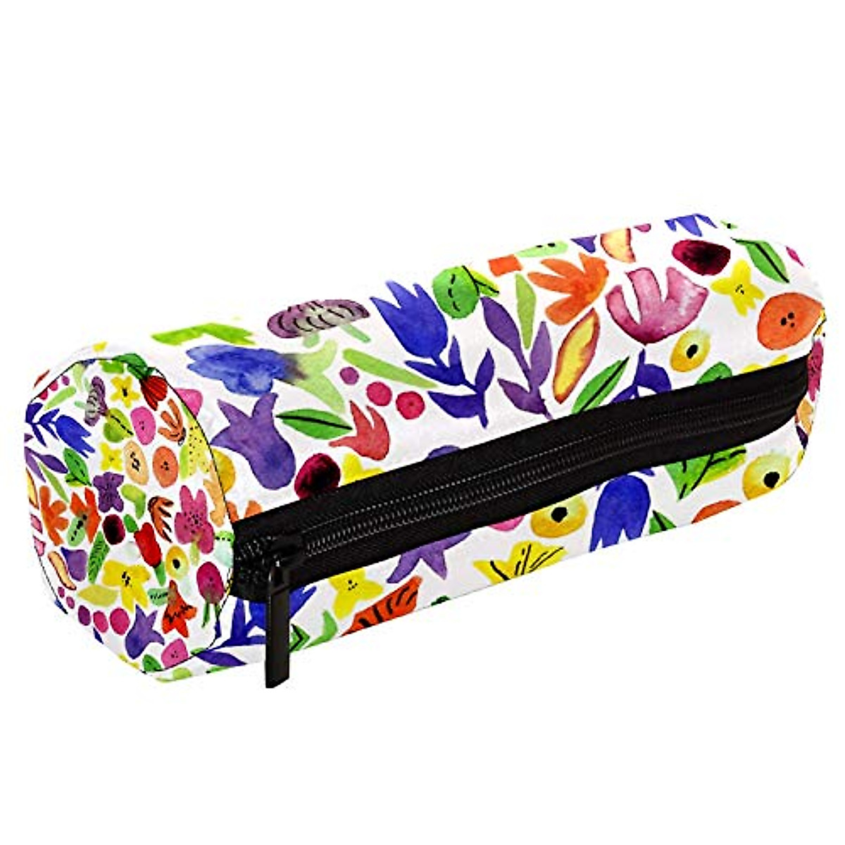 Watercolor Flowers Painting Pattern Pencil Bag Pen Case Stationary Case Pencil Pouch Desk Organizer Makeup Cosmetic Bag for School Office