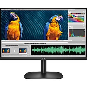 AOC 27B2H 68.58 cm (27") LED 1920 x 1080 Pixels Ultra Slim Monitor which is 3 Sided Frameless with IPS Panel HDMI/VGA Port, Full HD, Free Sync, 75Hz Refresh Rate, Adjustable Stand, Flicker Free, Black