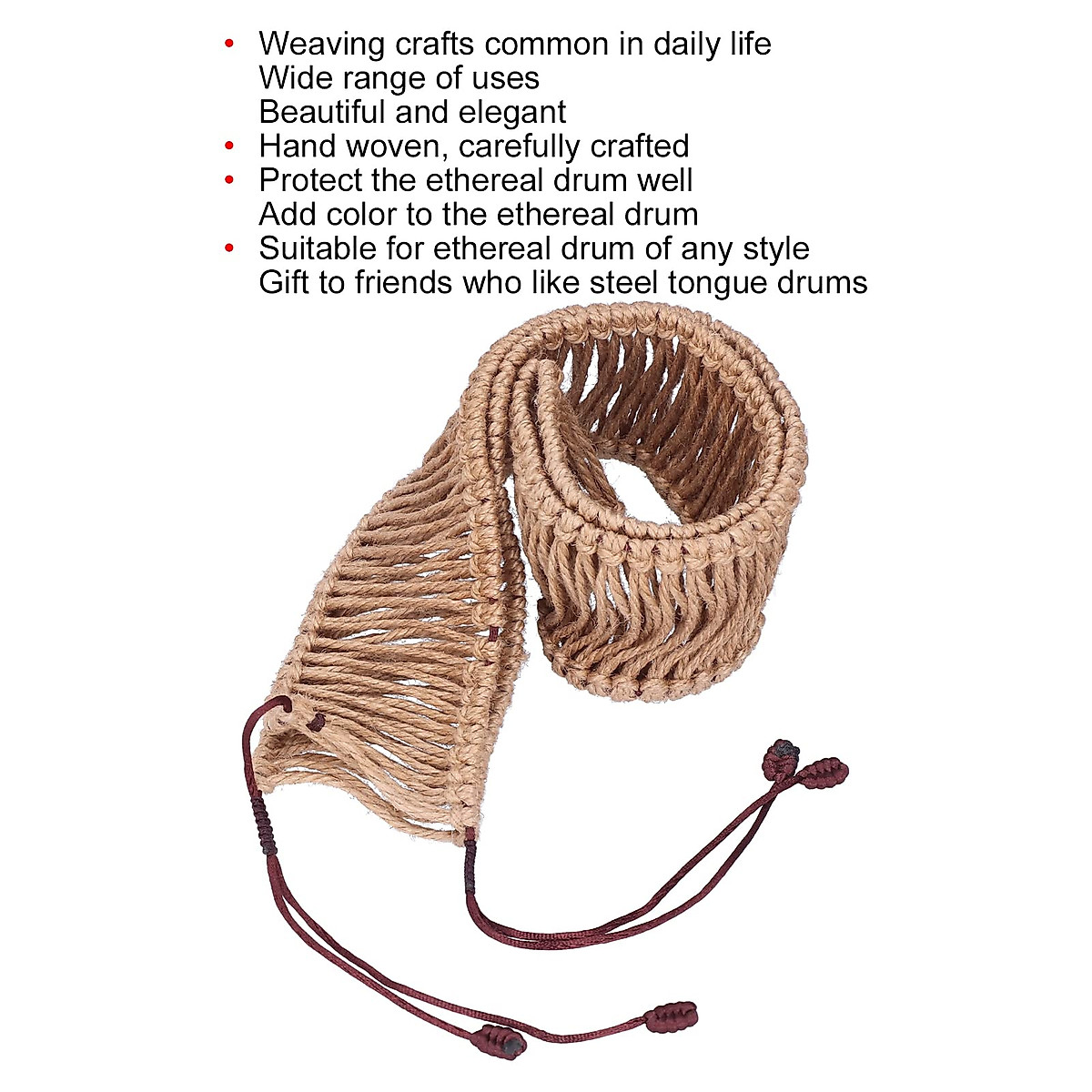 Jacksing Handpan Decoration Rattan Rope, Surround Decor Ring Handmade Braided Steel Tongue Drum Ropes for 13 Tone Drums