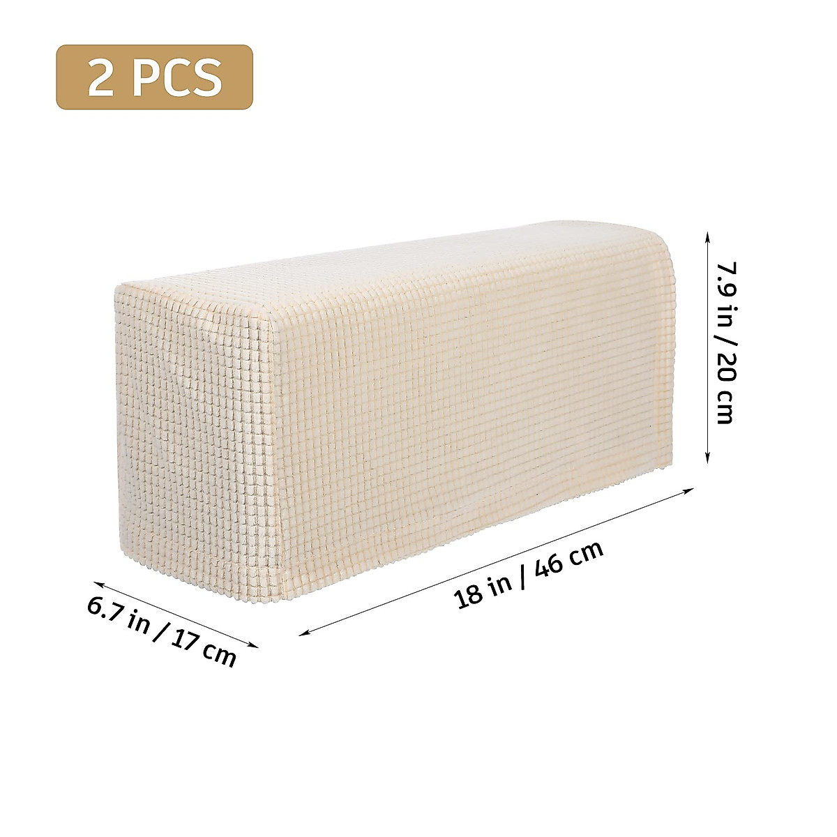 BESPORTBLE Chair Arm Protectors Sofa Armrest Cover Stretch Armchair Slipcover Protector Elastic Home Office Recliner Couch Loveseat Cloth 2pcs (Rice White)