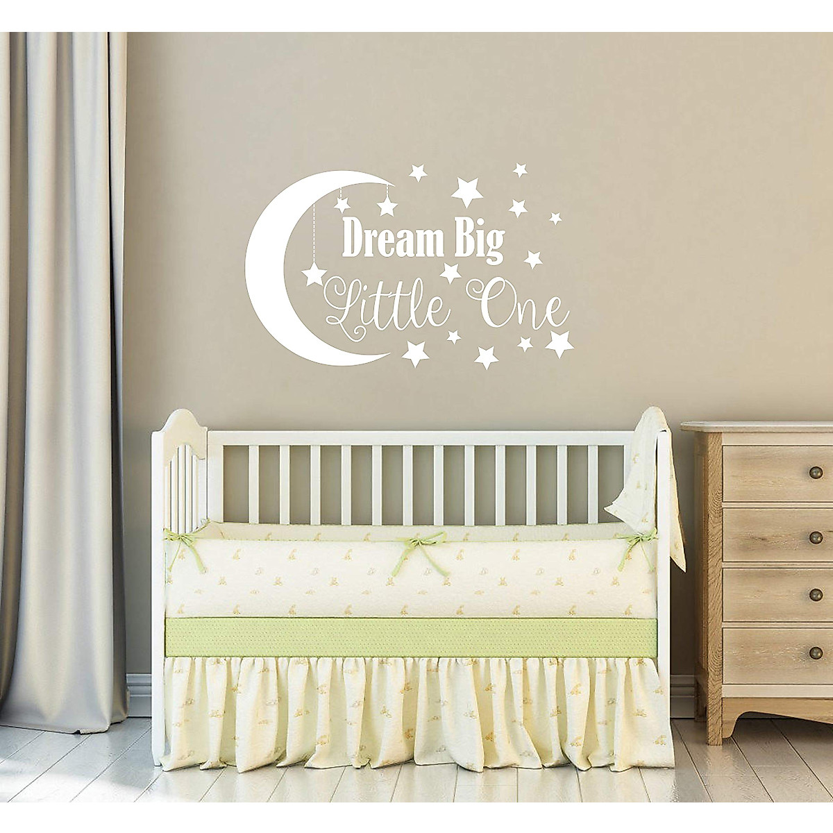 Dream Big Little One Wall Decal, Nursery Wall Decal, Nursery Decor, Nursery Wall Quote, Quote Decal, Removable Vinyl Wall Stickers for Baby Kids Boy Girl Bedroom Nursery Decor A34 (Big, White)