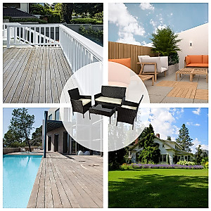 4 Pieces Outdoor Patio Furniture Sets, Wicker Chair Conversation with Cushion, Outdoor Indoor Use with Coffee Table for Backyard Porch Garden Poolside Balcony (Black)