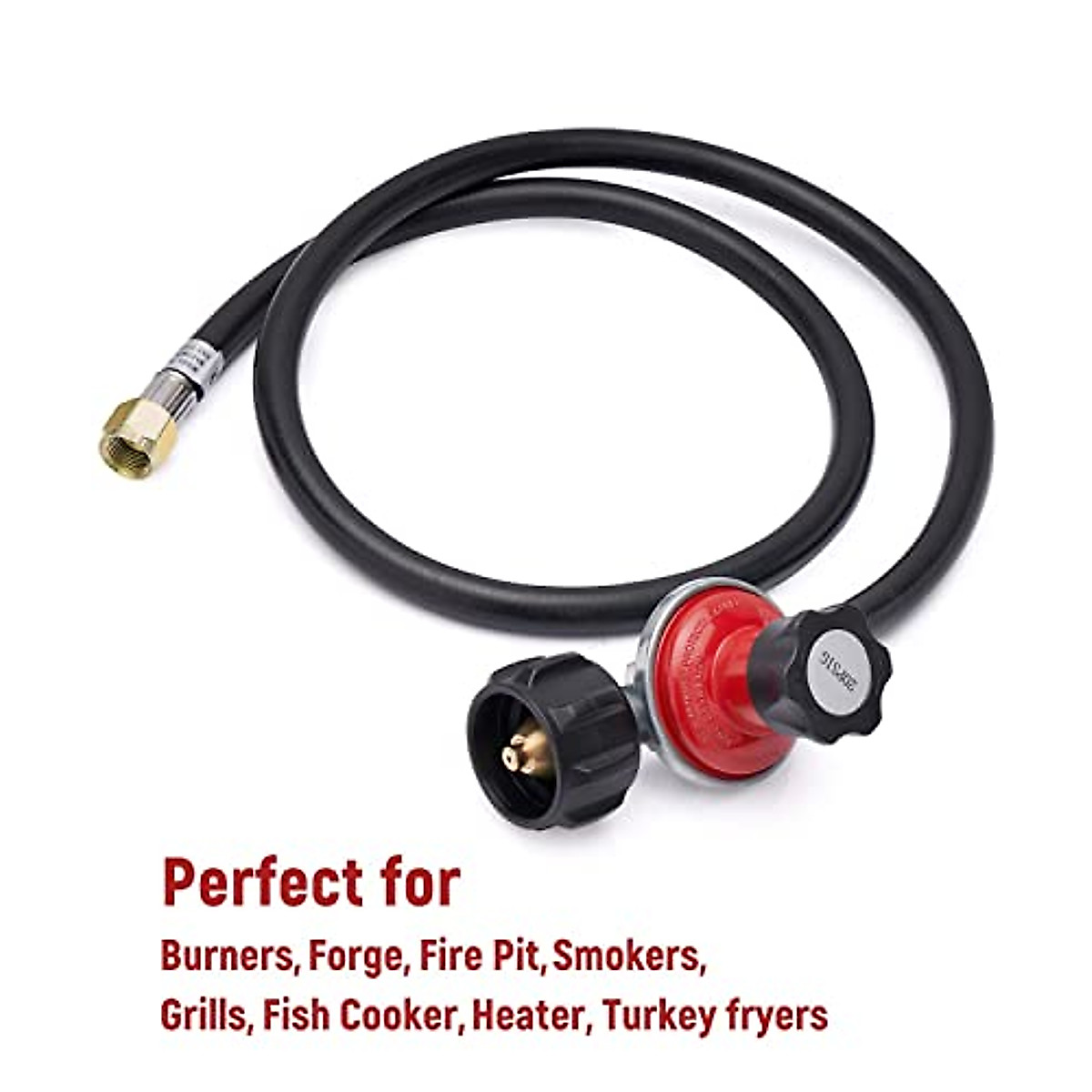 SHINESTAR a Propane Tank Gauge for 5-40lb LP Tank, and 0-20 PSI Adjustable Propane Regulator with Hose (4FT), Perfect for Turkey Fryer, Grill, Gas Burner, Fire Pit, Orifice Connector Included