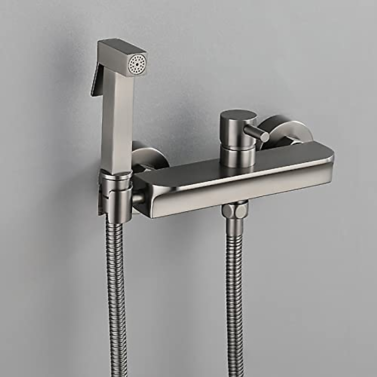 MINJING Handheld Bidet Sprayer for Toilet, Gray Cloth Diaper Sprayer Kit Wall Mounted Brass Bidet Sprayer Set Single Handle Toilet Bidet Sprayer Kit with 150cm Shower Hose
