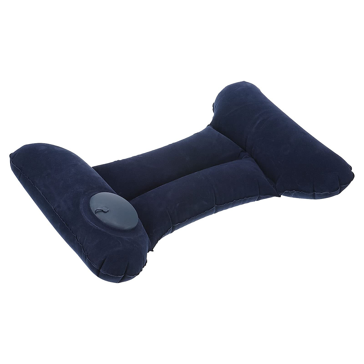 PATIKIL Inflatable Travel Pillow, Lumbar Support Travel Flights Cushion Flocked Air Pillow for Airplane Train Office, Navy Blue