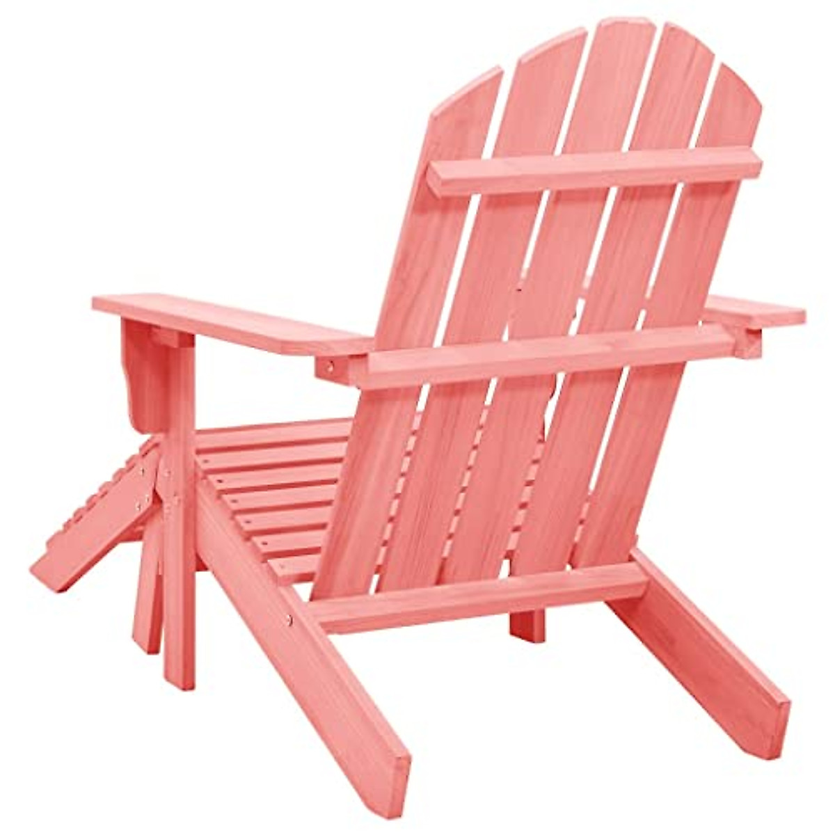 Tidyard Patio Adirondack Chair with Ottoman Solid Fir Wood Pink Outdoor Fire Pit Chair Wooden Garden Armchair for Porch Pool Lawn Deck Backyard Balcony Outdoor