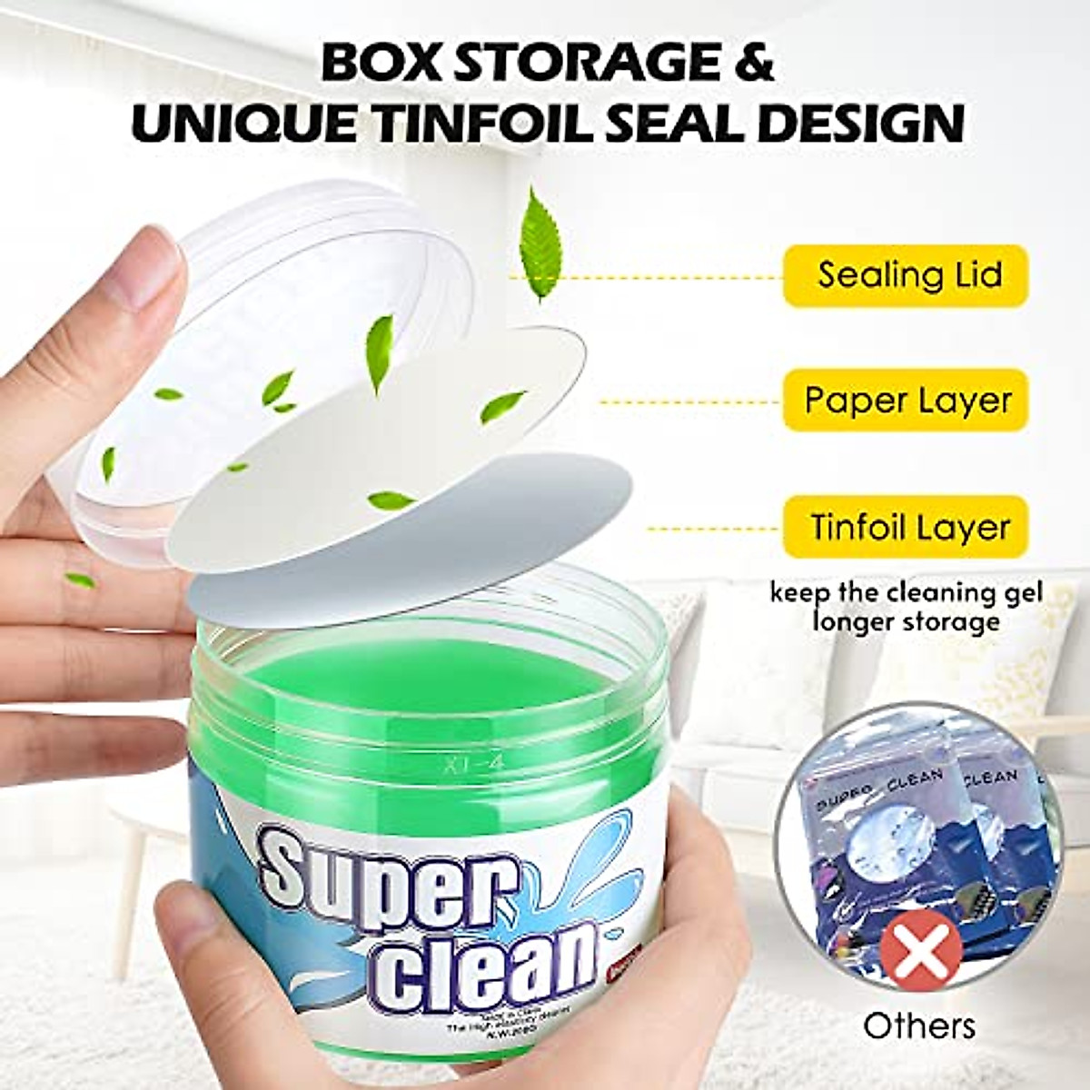 Simpower Car Cleaning Gel Putty: 2022 est Universal Detailing 3 Pack Reusable Keyboard Cleaner Unique Tinfoil Layer Design Putty for Interior Dash Printers Calculators 600G, Blue, Green, Yellow