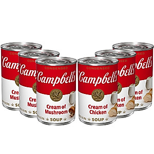 Campbell's Condensed Cream Soup Variety Pack, Cream of Chicken & Cream of Mushroom, 10.5 ounce cans (Pack of 6)