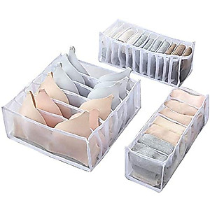 3 Pack Underwear Organizer Drawer Divider , Home Foldable Underwear Socks Closet Storage Box (White)