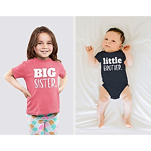 Big Sister Little Brother Outfit Matching Shirts Sets Baby Newborn Outfits Shirt (Mauve/Charcoal Black, Kid (3Y) / Baby (1-3M))