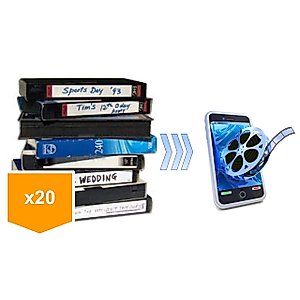 Lotus Media 20 Pack - Video Tape Transfer and Digitization to MP4 Service (VHS, Hi8, MiniDV, Digital8, VHS-C, Beta, Audio)