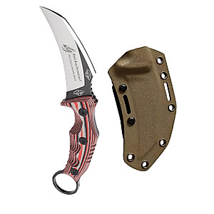Best.Buy.Damascus1 Hunting knife Survial Red G10 Fixed Blade Knife with Kydex Sheath Prime Qulity
