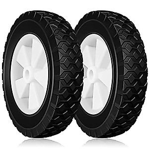 [2 Pack] 8 Inch Wheels Replacement for Oregon 72-108, Radio Flyer Wagon Lawn Mower Grill Wheels Replacement with Diamond Tread & Solid Filled Tire, 8 x 175 Wheels Replacement for Craftsman AYP MTD