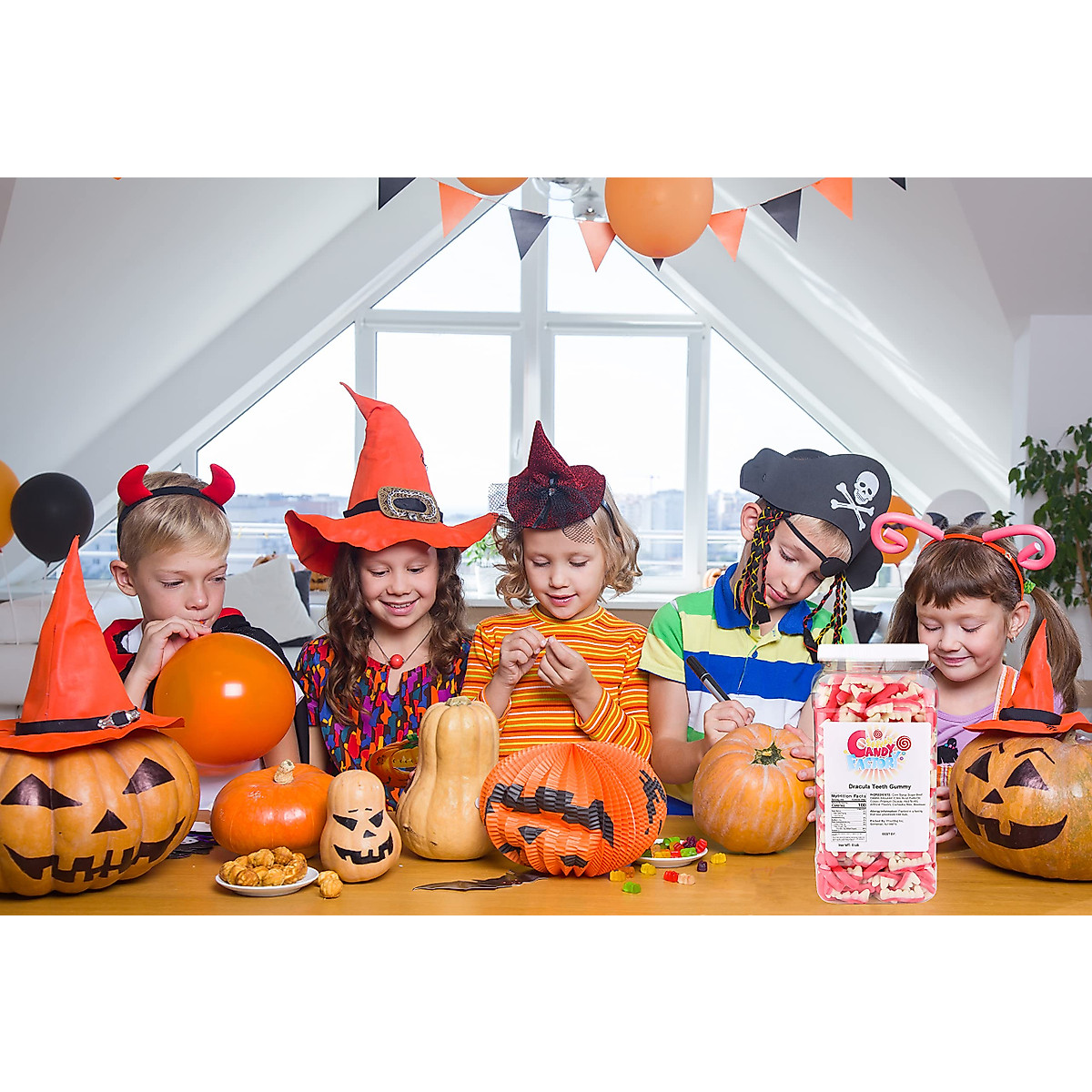 Sarah's Candy Factory Dracula Teeth Gummy Candy in Jar, 5 Lbs