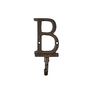 Handcrafted Nautical Decor Rustic Copper Cast Iron Letter B Alphabet Wall Hook 6"