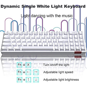 A.JAZZ AK692 Compact Hot-Swappable Wireless Number Pad Mechanical Gaming Keyboard 5.0 Bluetooth Type C Wired Mode 4000 mAh Rechargable Light up for Mac Laptop IP ad PC Phone PS4 Gamer Office - White