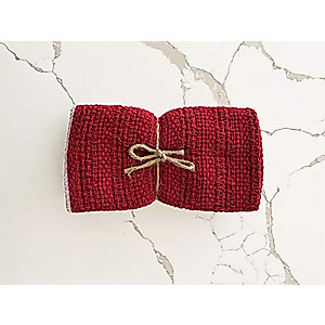 Great Useful Stuff Made in The USA 100% Cotton Kitchen Towels Ultra Soft Absorbent Quick Drying American Dish Towels, Set of 2, Large 24" x 15" Inches (Red and Natural)