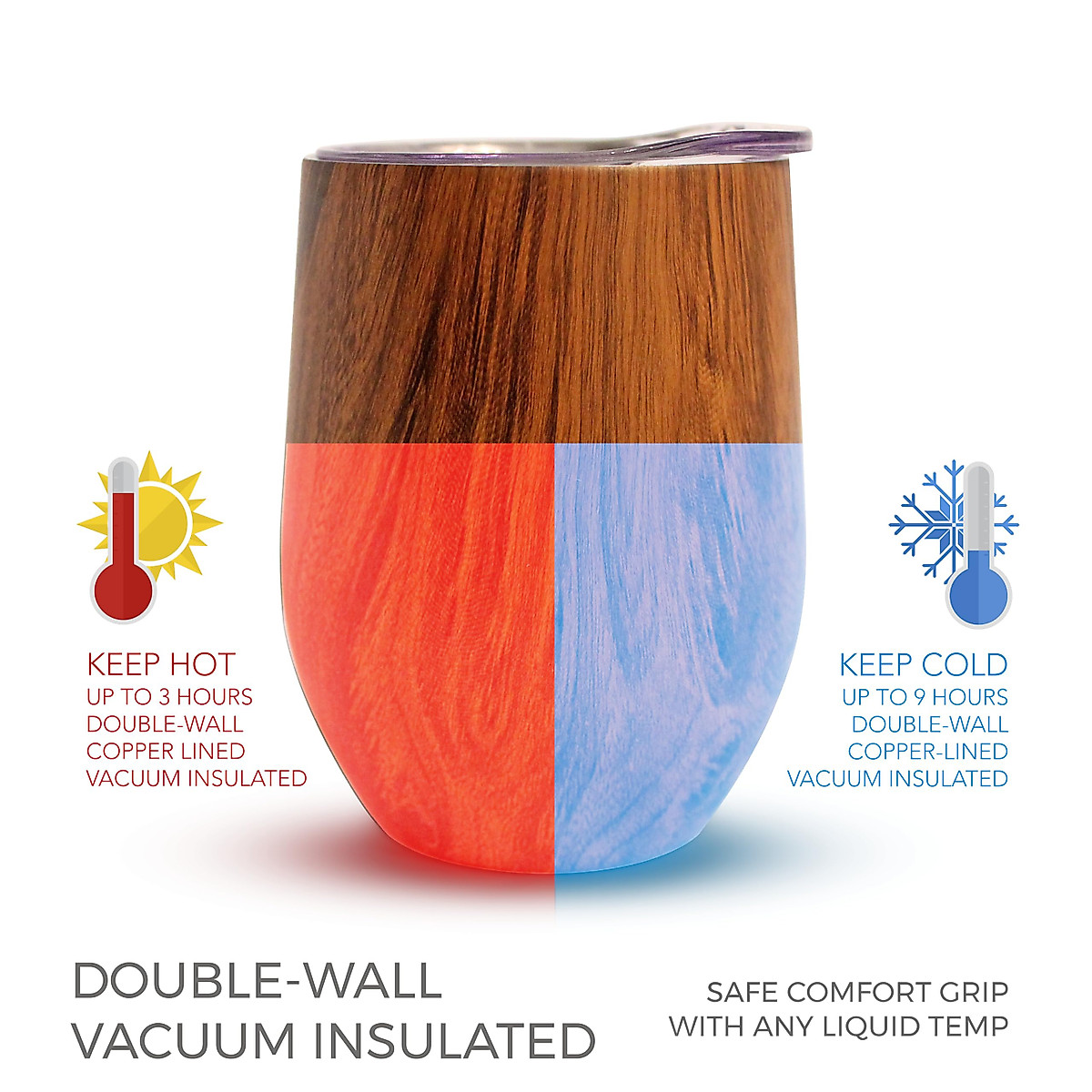 Intuition Trading Company Stainless Steel Stemless Insulated Wine Tumbler with Lid Set, 12oz, Set of 2, Double-Wall Vacuum-Insulated for Wine, Coffee, Cocktails