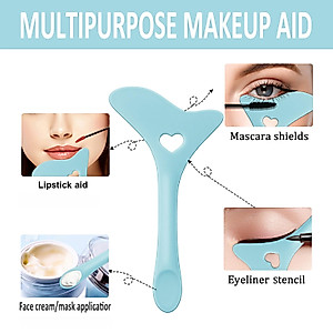 SUMEITANG Eyeliner Stencils 2Pcs Reusable Silicone Eyeliner Aid Mascara Shield Multifunctional Makeup Stencil for Beginners Eyeliner Eyelash Eyeshadow Lipstick Applicator Guide Tool Easy to Use-Blue