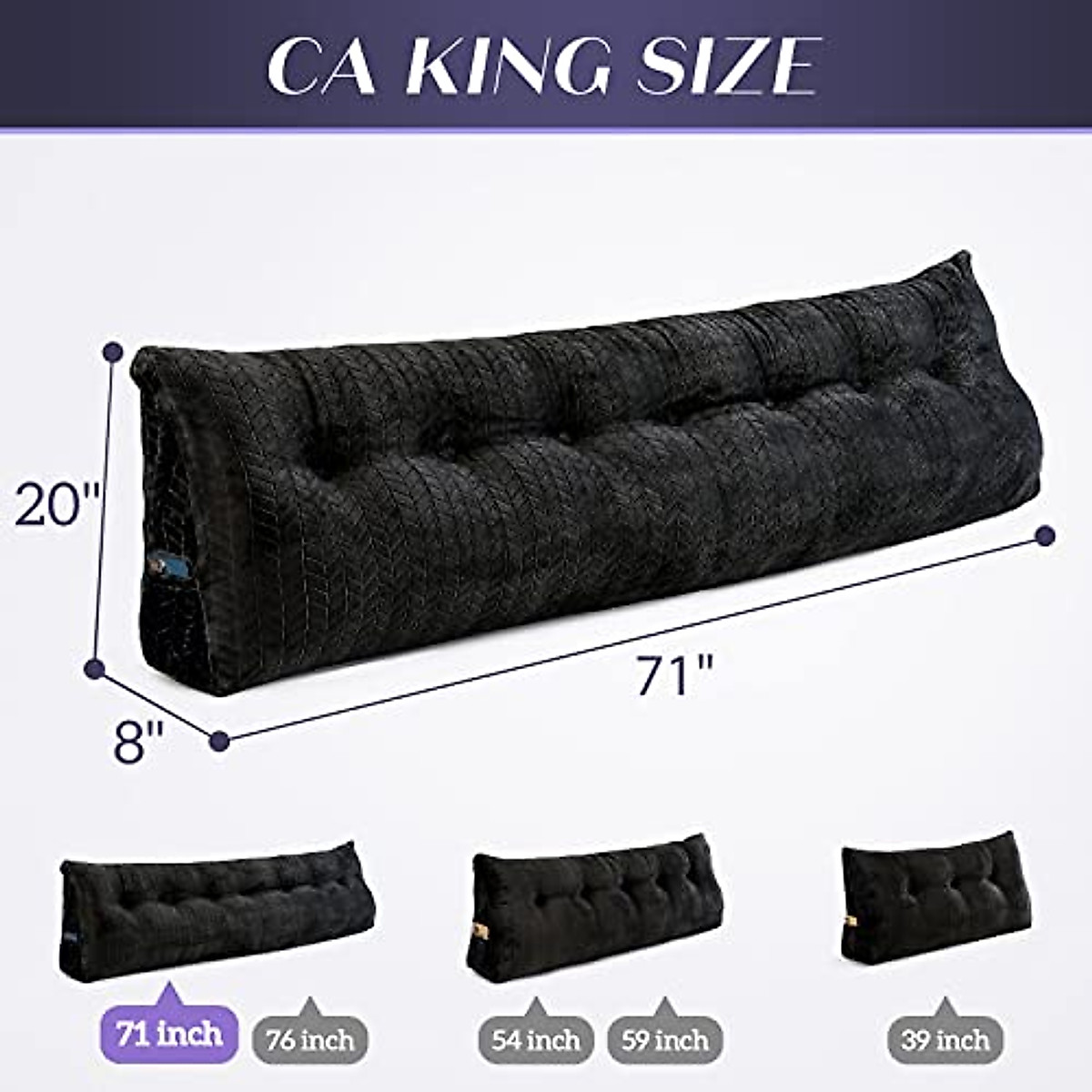 TerriTrophy Triangular Wedge Headboard Pillow Large Bolster Bed Rest Reading Pillow Backrest Positioning Support Bolster Cushion with Removable Cover