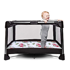 AMROSE 3 Pack Soft Floral Mini Crib Sheets, Microfiber Pack N Play Sheets Set for Baby Girls, Silk Touch Gentle Playard Sheet Portable Crib Sheet, Floral Theme