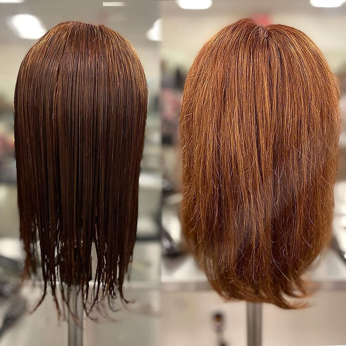 Mannequin Head with 100% Human Hair 20-22" Cosmetology Mannequin Head with Real Hair for Hairdresser Manikin Head Doll Head for Practice and Hair Cutting with Free Clamp & Hairdressing Tools (Brown)