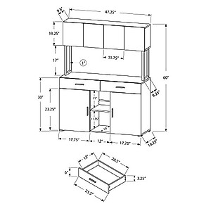 Monarch Specialties White Hollow-Core Office Storage Credenza, 48-Inch