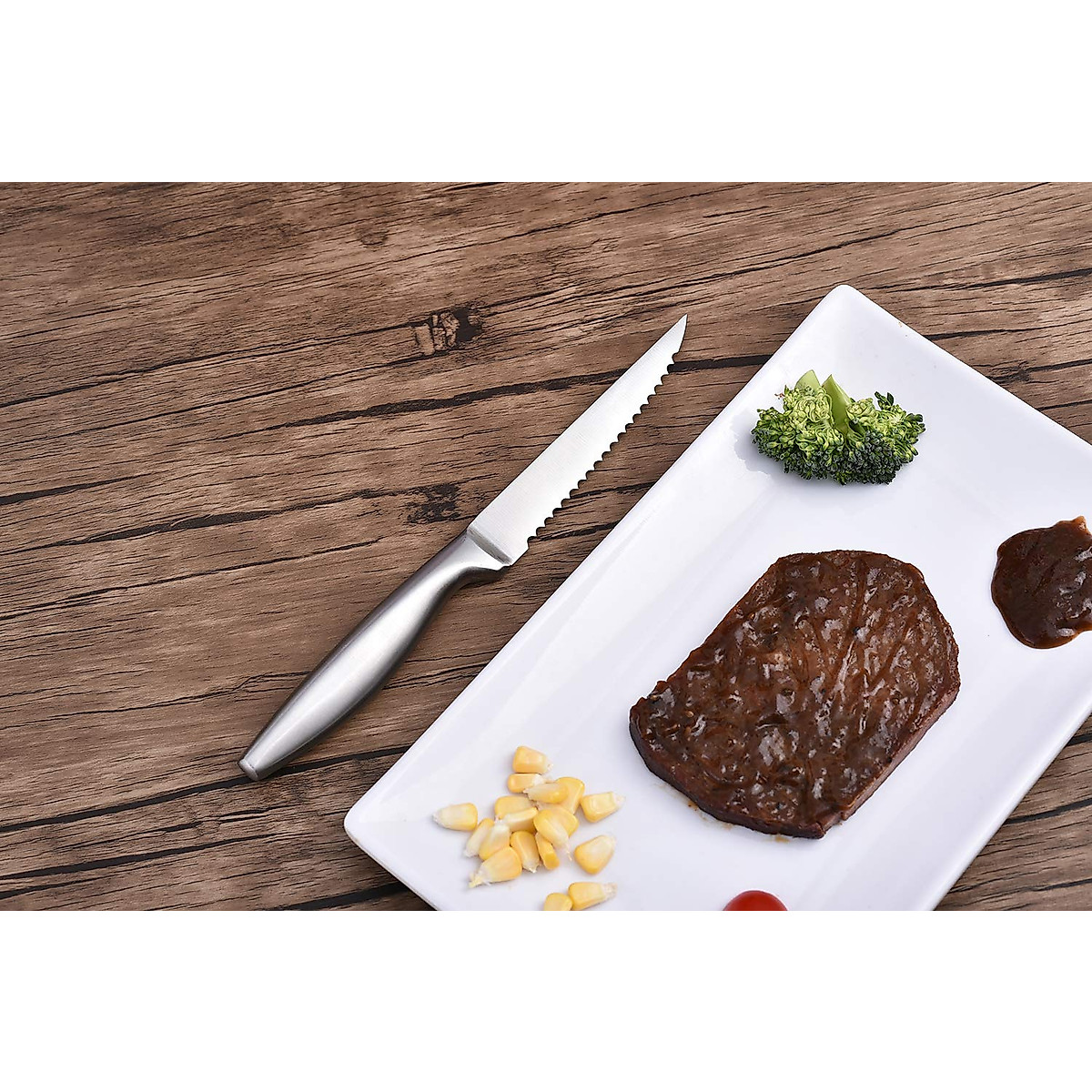 BEAFUORCT Block Knife Sets Stainless Steel With Sharpening 15 piece Acrylic Stand Steak Knives Set Professional Chef Knife and Scissors for Kitchen